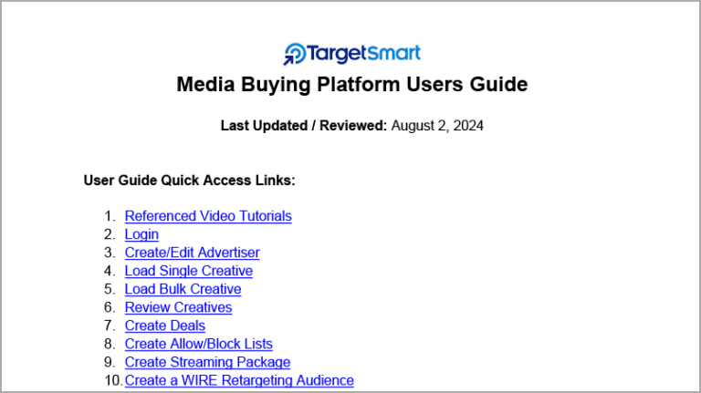 Overview - TargetSmart | Media Buying Platform